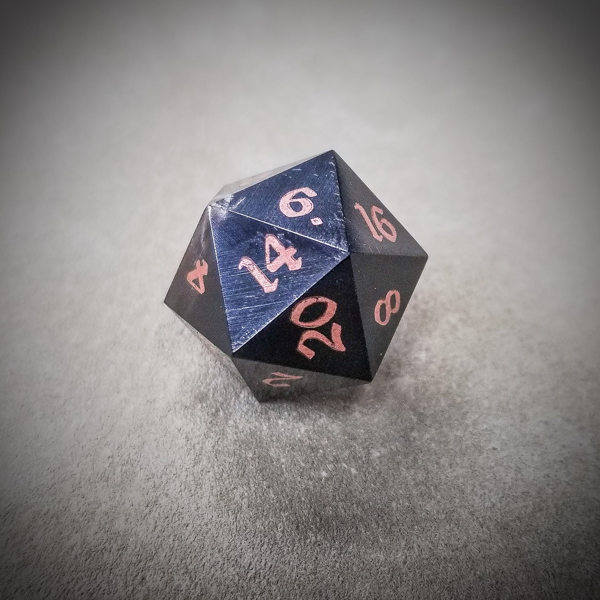 Buffalo Horn d20 with Copper Inlay | Artisan Dice