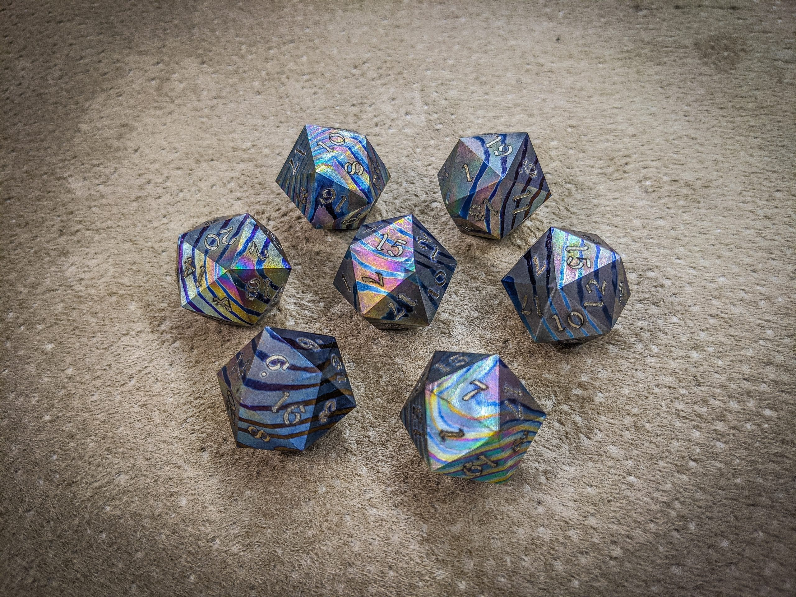 Timascus Dice (Titanium Damascus) | Artisan Dice