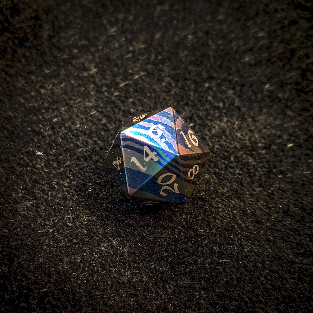 Timascus Dice (Titanium Damascus) | Artisan Dice