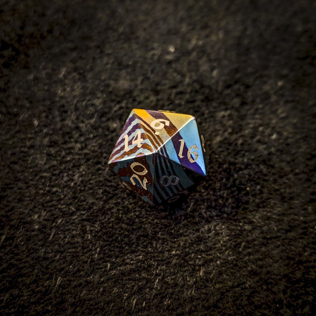 Timascus Dice (Titanium Damascus) | Artisan Dice