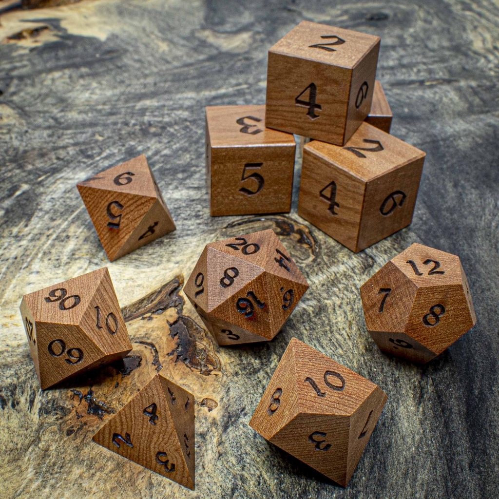 Bullet Wood Polyhedral Dice Set | Artisan Dice