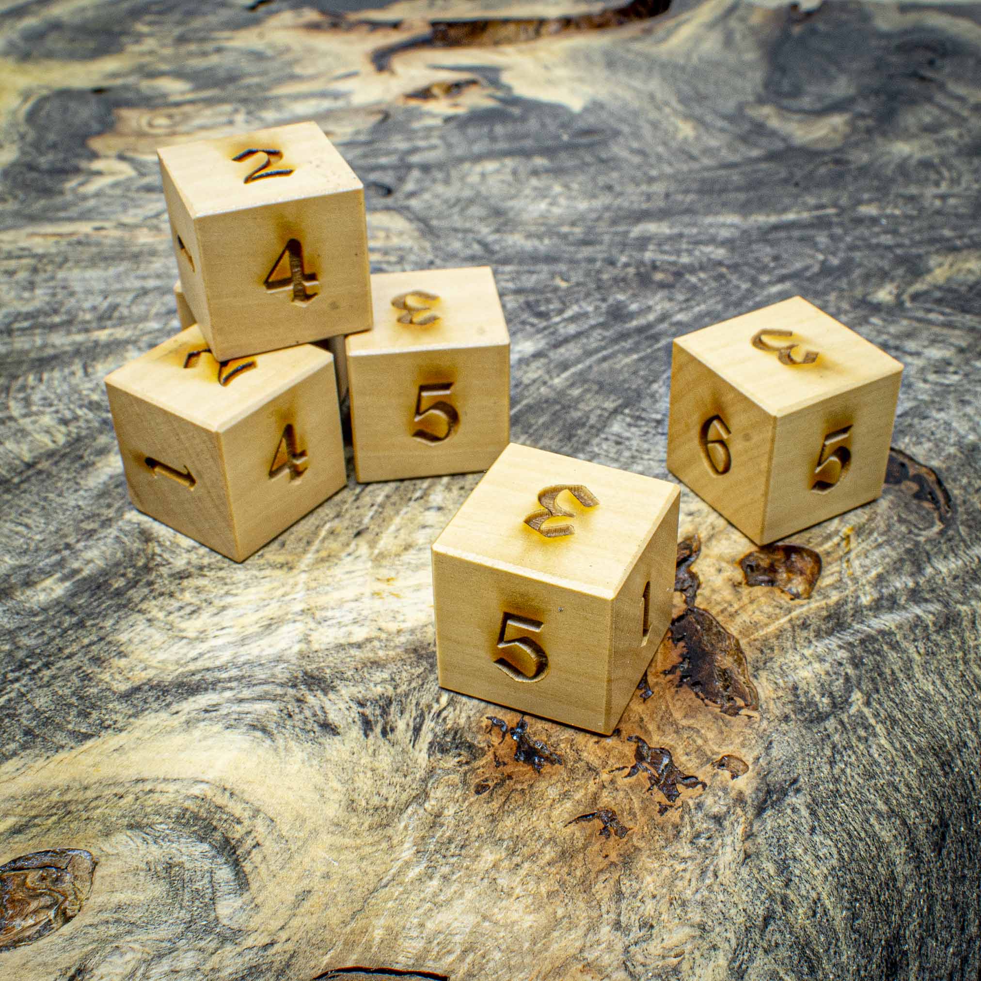 Ivory Wood 6d6 Dice Set | Artisan Dice