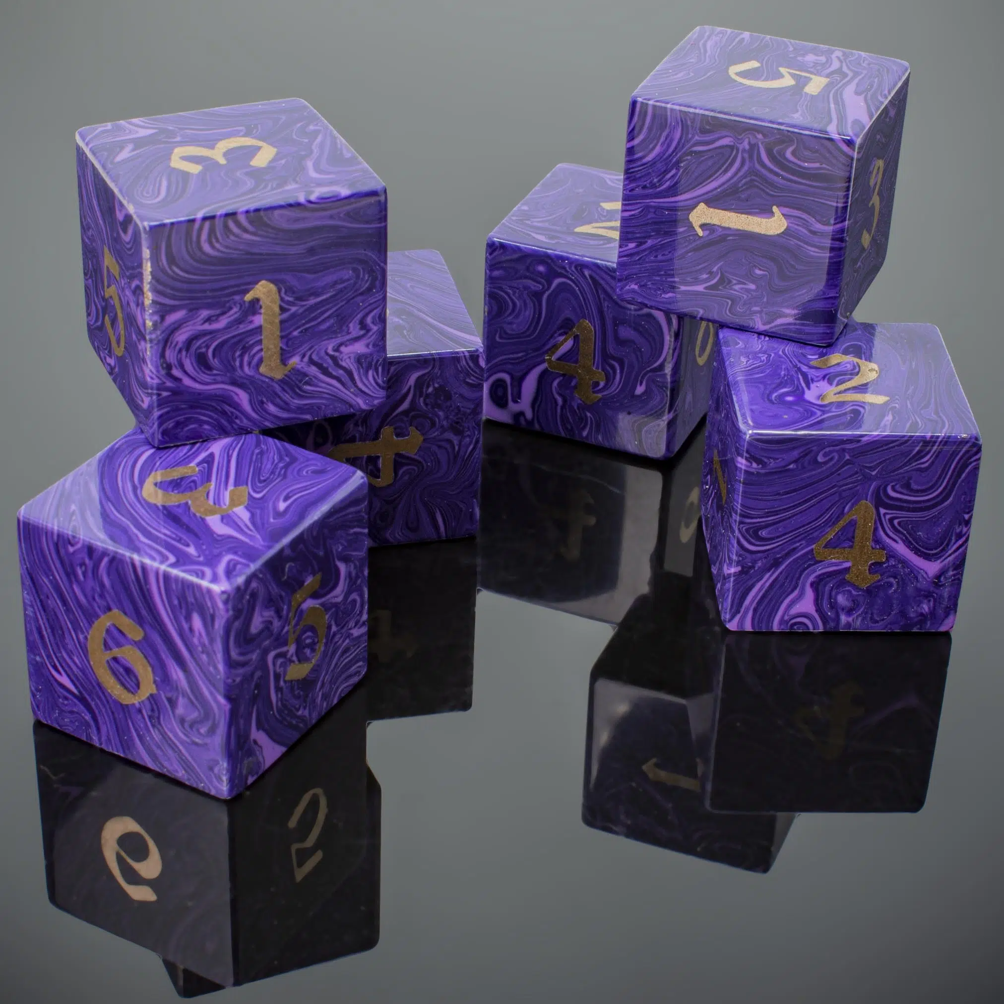 Charoite Dice Inlaid with Bronze | Artisan Dice